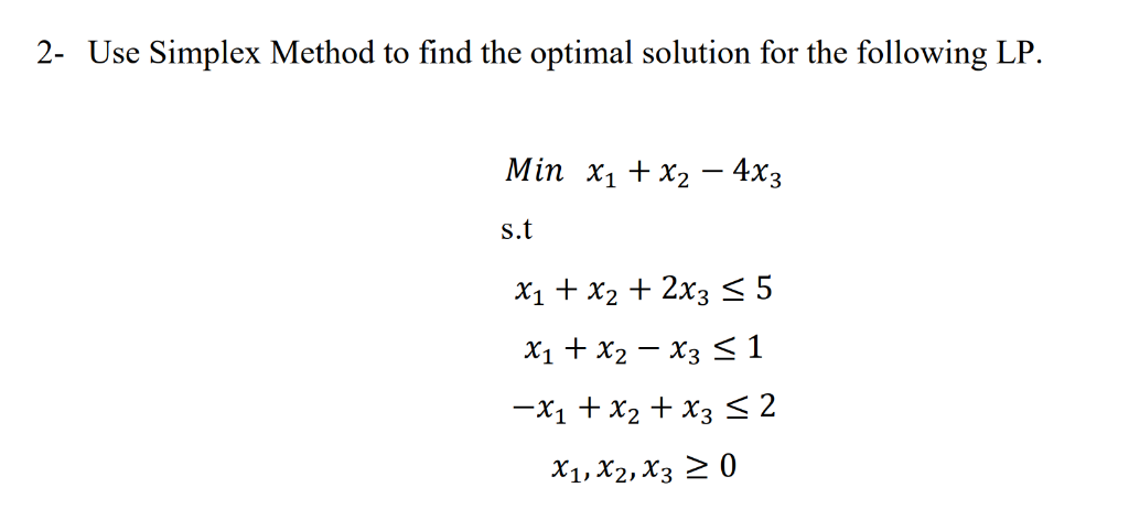 Solved Use Simplex Method to find the optimal solution for | Chegg.com