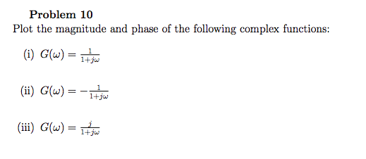 Solved Problem 10 Plot the magnitude and phase of the | Chegg.com