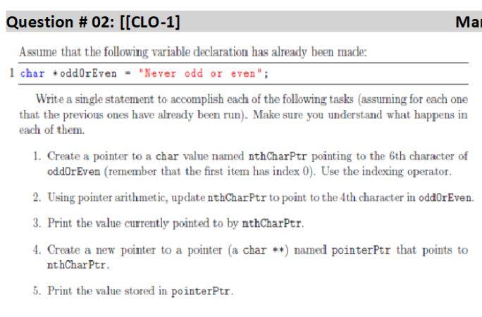 Solved Question # 02: [[CLO-1] Mai Assume that the following | Chegg.com