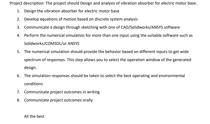 Solved Project description: The project should Design and | Chegg.com