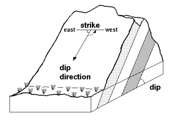 Solved Find: Strike and dip of the bed and approximate of | Chegg.com