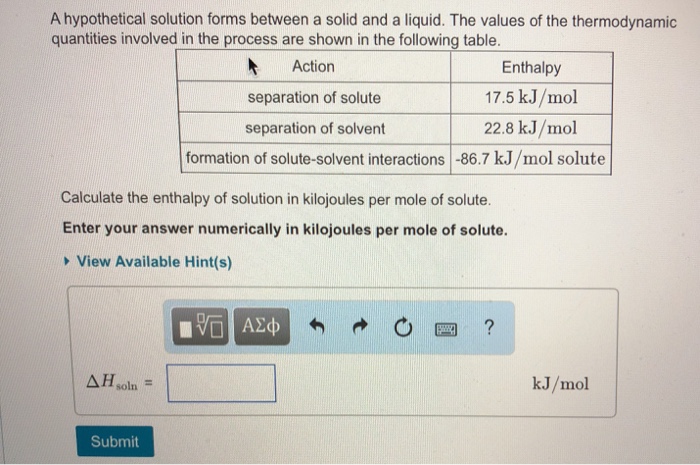 Solved A hypothetical solution forms between a solid and a | Chegg.com