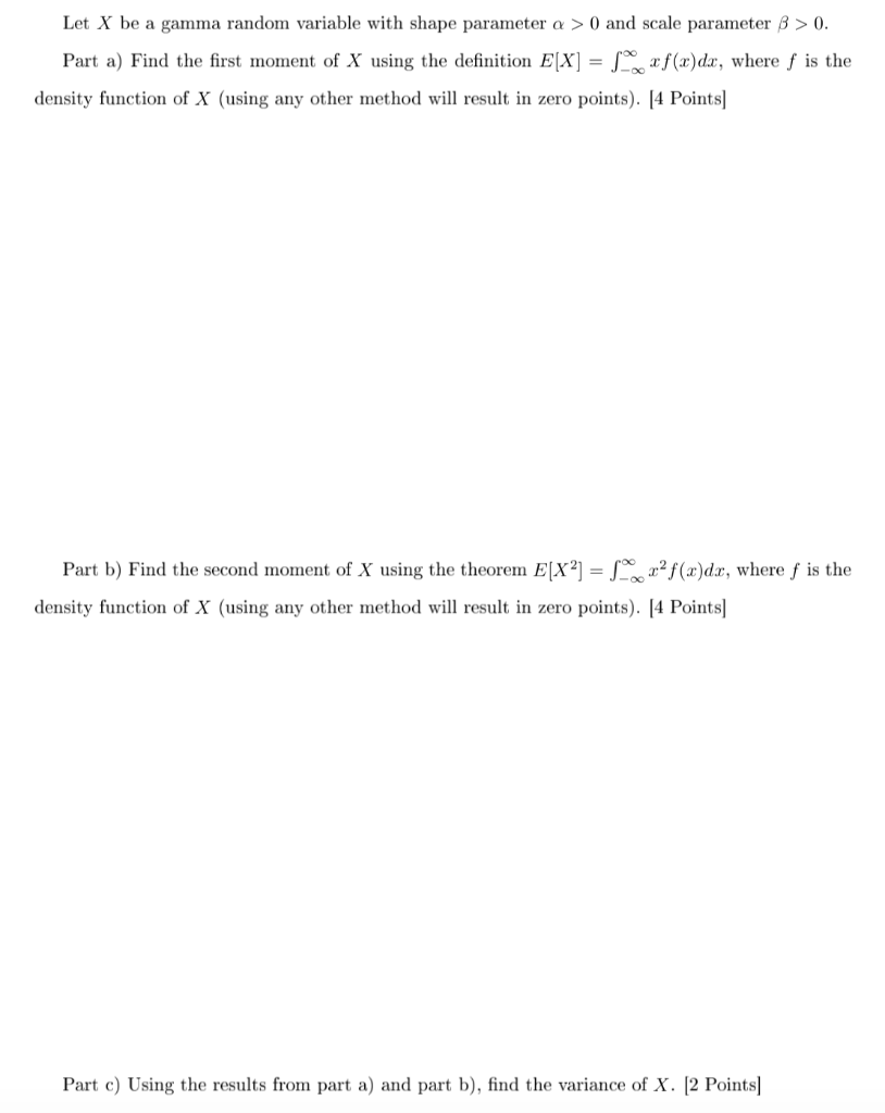 Solved Let X be a gamma random variable with shape parameter | Chegg.com