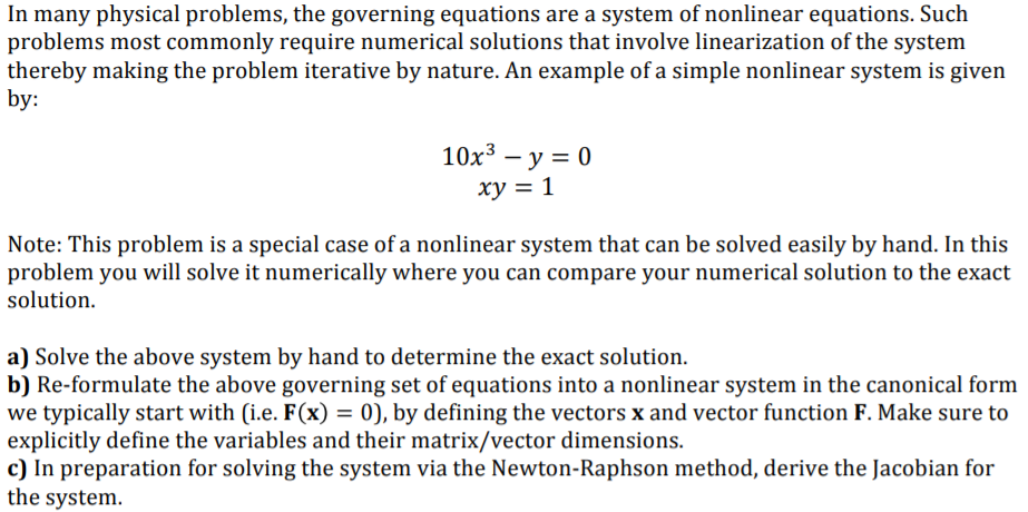 Solved In many physical problems, the governing equations | Chegg.com