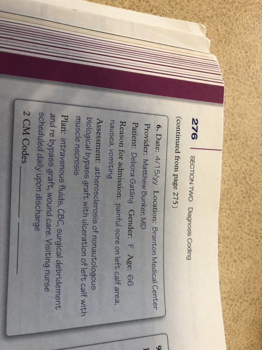 Solved 276 SECTION TWO Diagnosis Coding (continued from page | Chegg.com