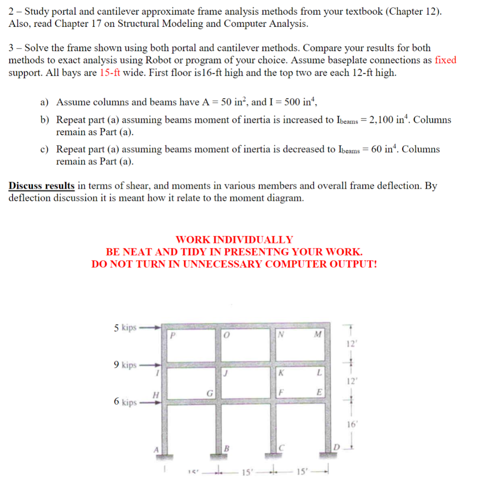 Solved 2 - Study portal and cantilever approximate frame | Chegg.com
