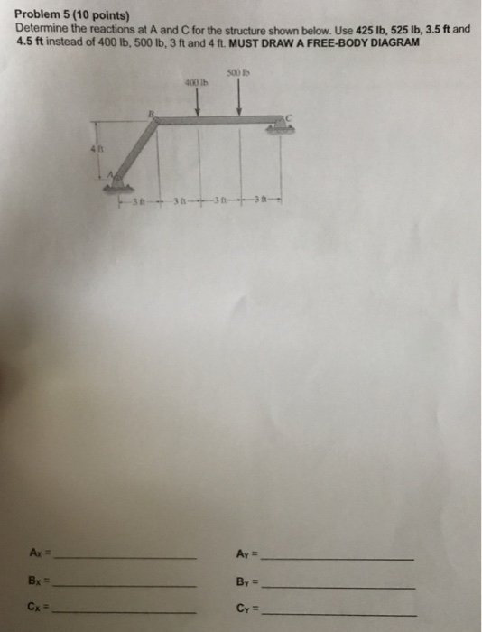 Solved Problem 5 (10 points) Determine the reactions at A | Chegg.com