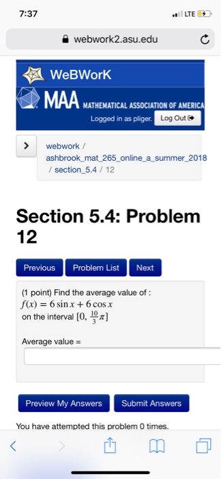 Solved 7:37 webwork2.asu.edu MAANEEcu ssecansa.e | Chegg.com
