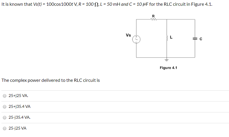 Solved It is known that Vs(t) = 100cos 1000t V, R = 100 Ω, L | Chegg.com