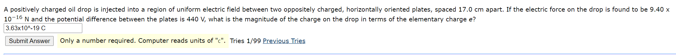 Solved A positively charged oil drop is injected into a | Chegg.com