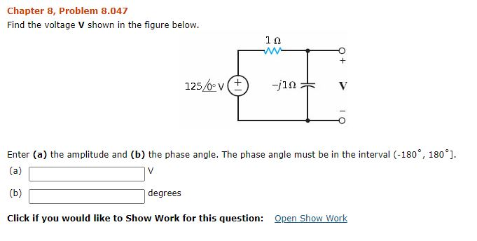 Solved Chapter 8, Problem 8.047 Find the voltage V shown in | Chegg.com