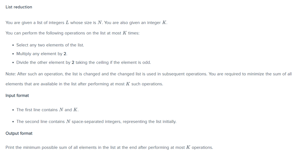 Solved List reduction You are given a list of integers L | Chegg.com