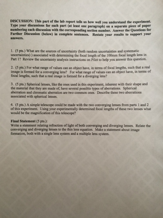 DISCUSSION: This part of the lab report tells us how | Chegg.com