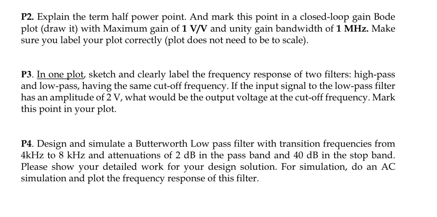 Solved P2. Explain the term half power point. And mark this | Chegg.com
