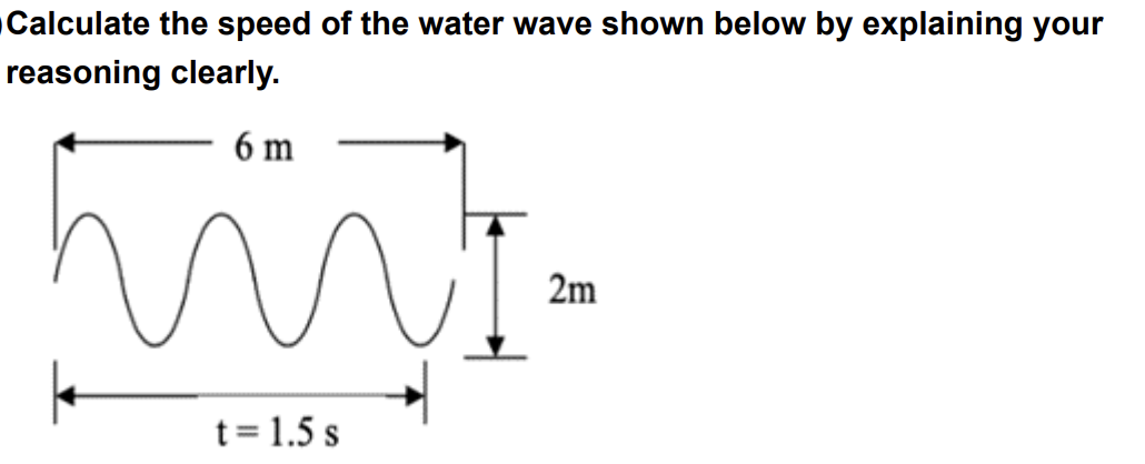 Solved Calculate the speed of the water wave shown below by | Chegg.com