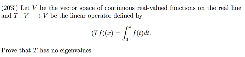 Solved (20%) Let V be the vector space of continuous | Chegg.com