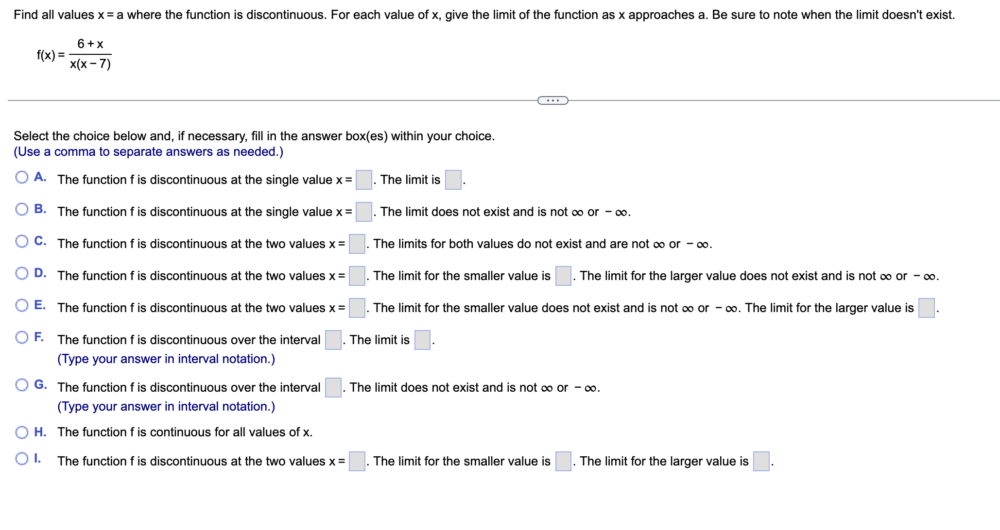 Solved Find all values \( ﻿x=a \) ﻿where the function is | Chegg.com