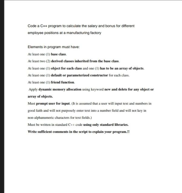 Solved Code a C++ program to calculate the salary and bonus | Chegg.com