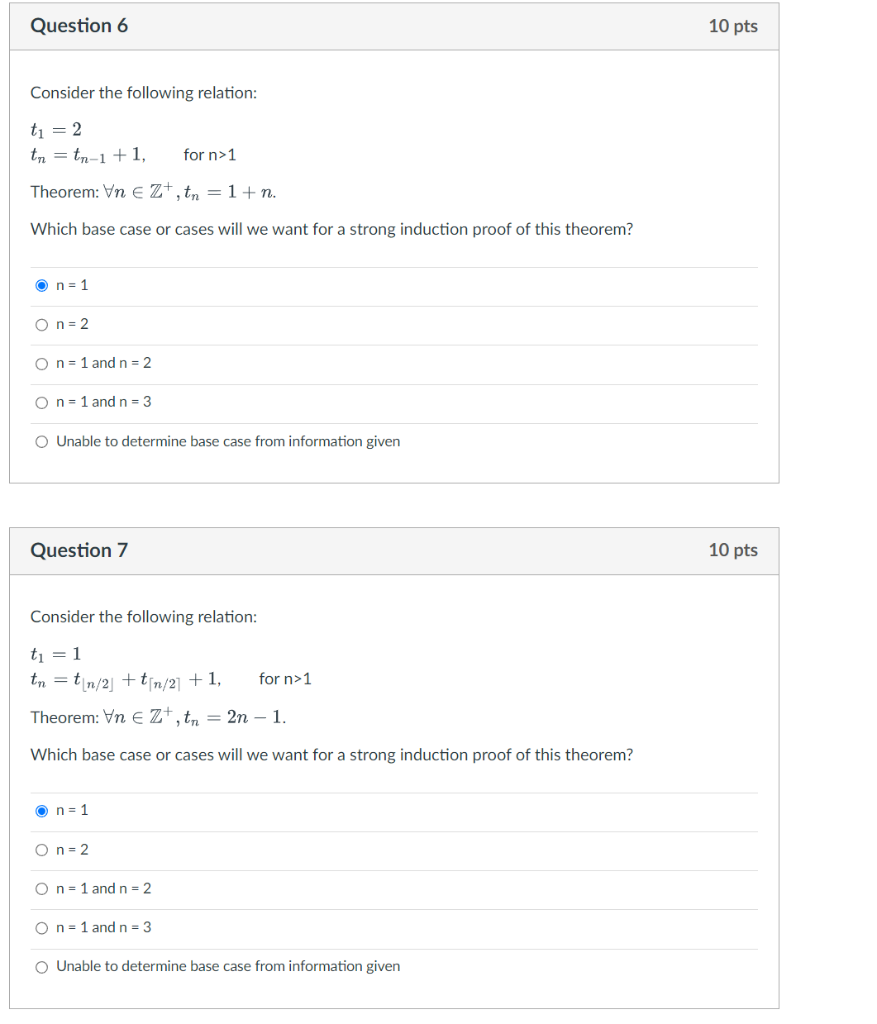 Solved These questions are in terms of strong induction. | Chegg.com