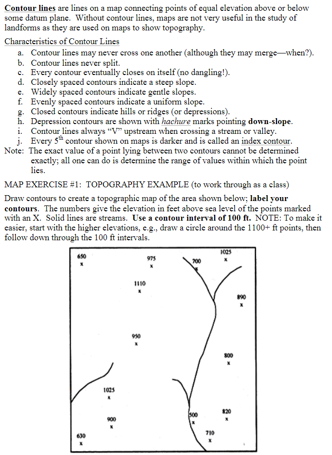 Contour lines are lines on a map connecting points of | Chegg.com