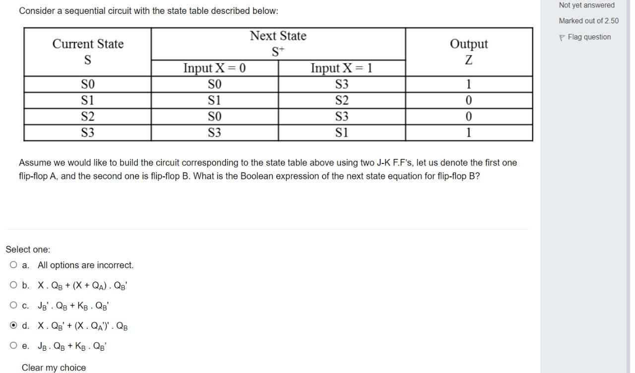 Solved Not yet answered Consider a sequential circuit with | Chegg.com