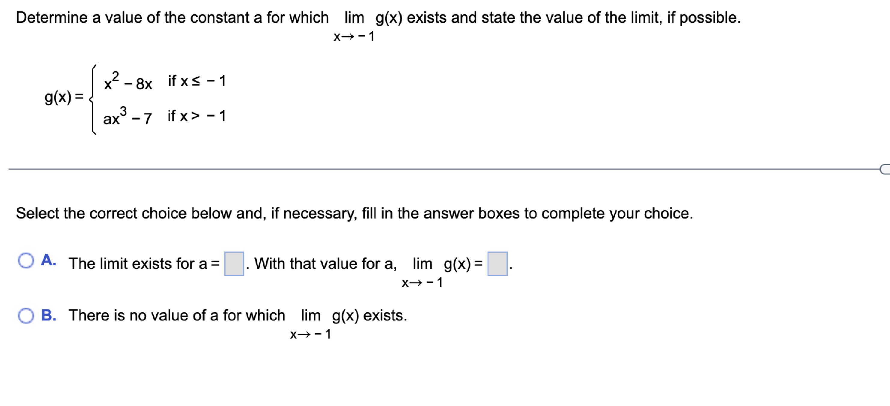 Solved Determine a value of the constant a for which | Chegg.com