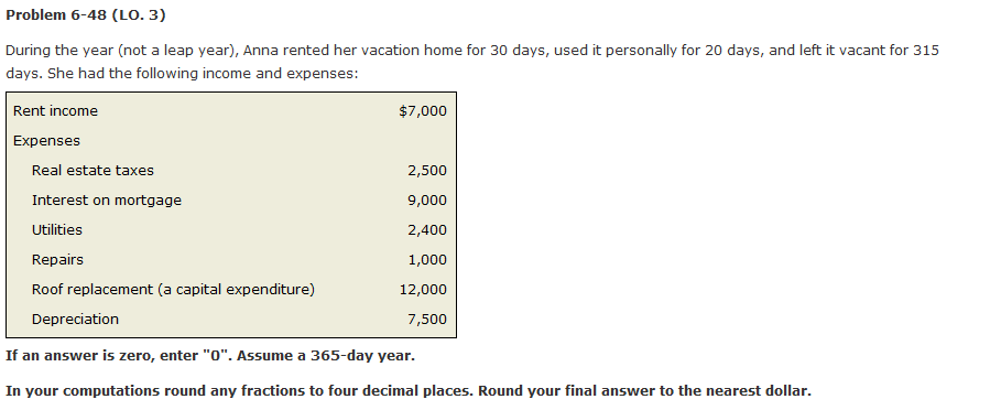 Solved Problem 6-48 (LO.3) During the year (not a leap | Chegg.com