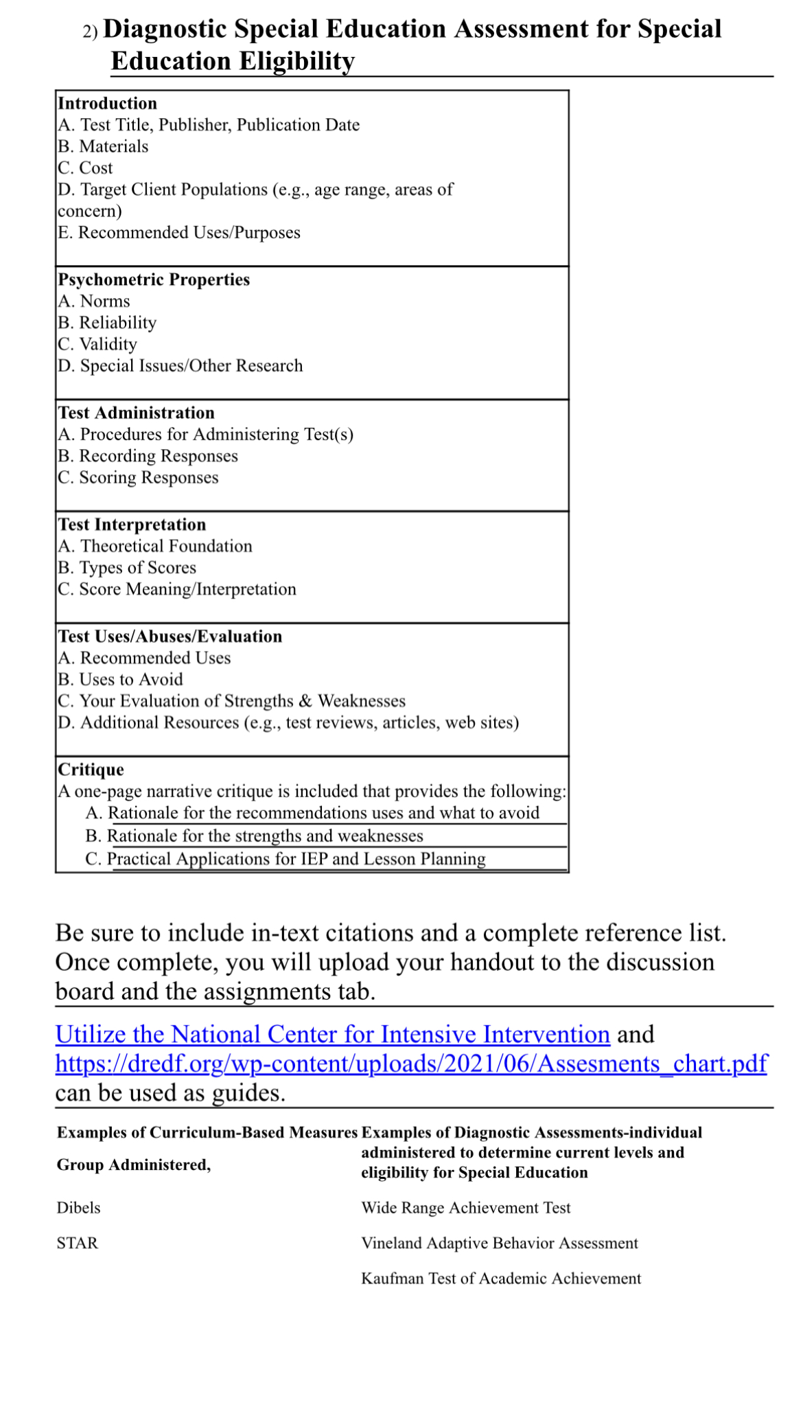 Assessment Critique Assignment Choose one Curriculum | Chegg.com