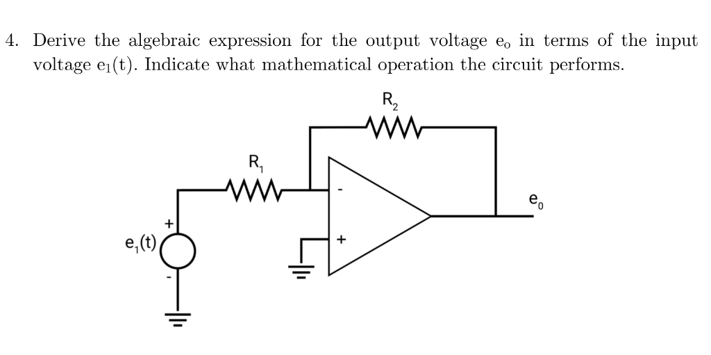 Solved Derive the equation for the output voltage e0 in | Chegg.com