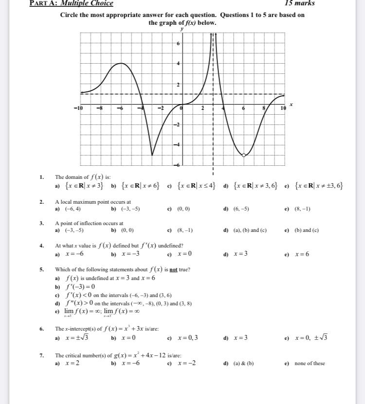 Solved PART A: Multiple Choice 15 marks Circle the most | Chegg.com