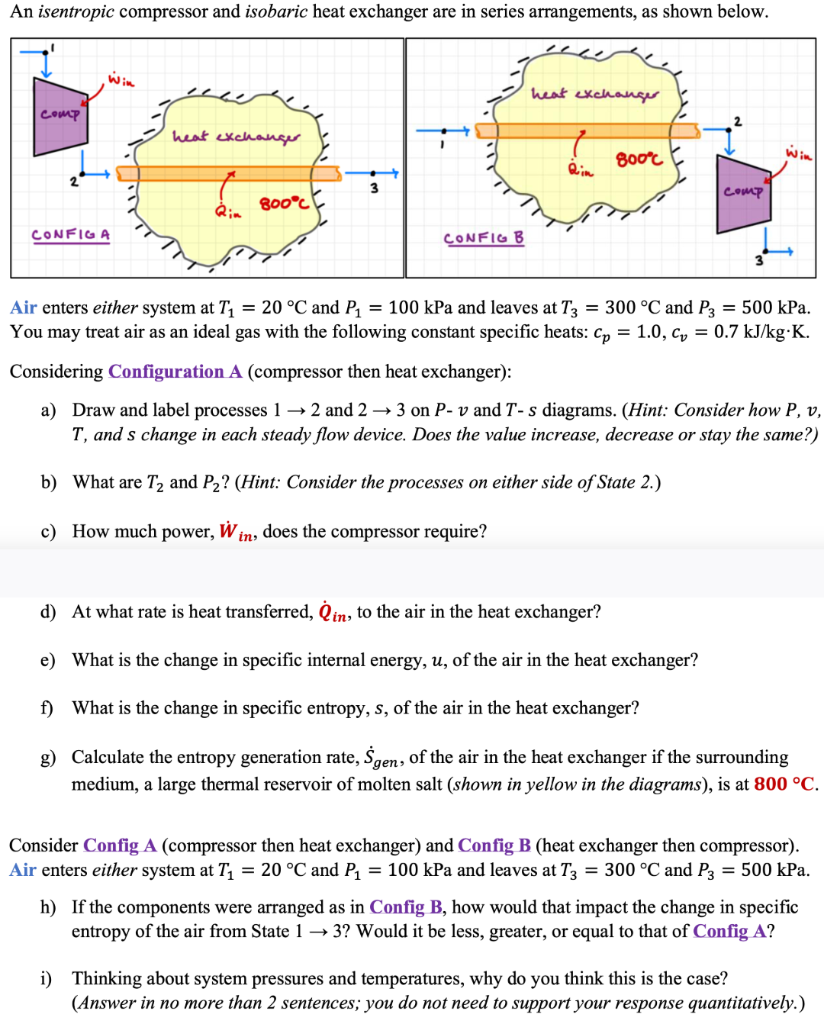 Solved An isentropic compressor and isobaric heat exchanger | Chegg.com