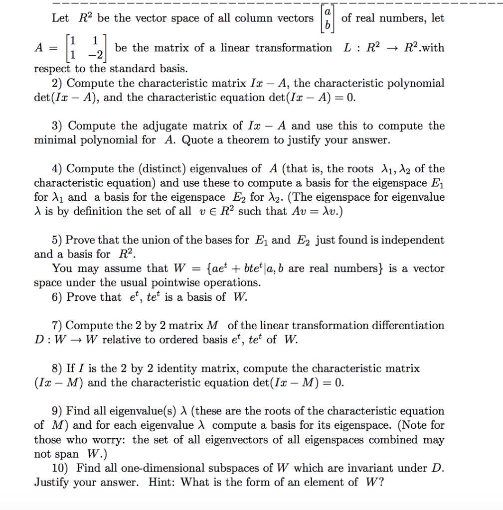 Solved Let R2 be the vector space of all column vectors of | Chegg.com