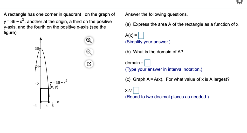 Solved A rectangle has one corner in quadrant I on the graph | Chegg.com