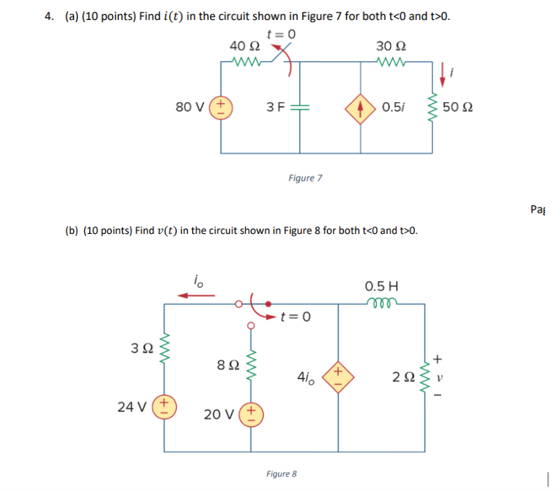 Solved (a) (10 points) Find i(t) in the circuit shown in | Chegg.com
