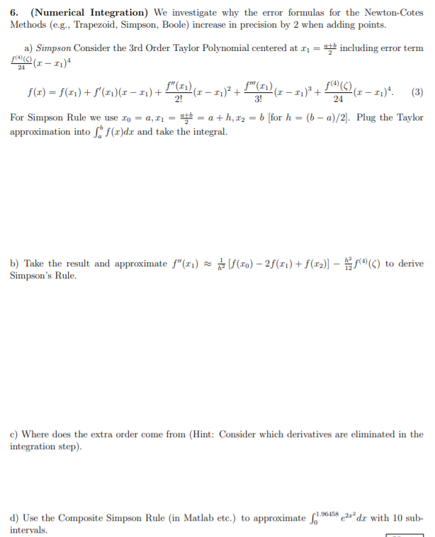Solved 6. (Numerical Integration) We investigate why the | Chegg.com