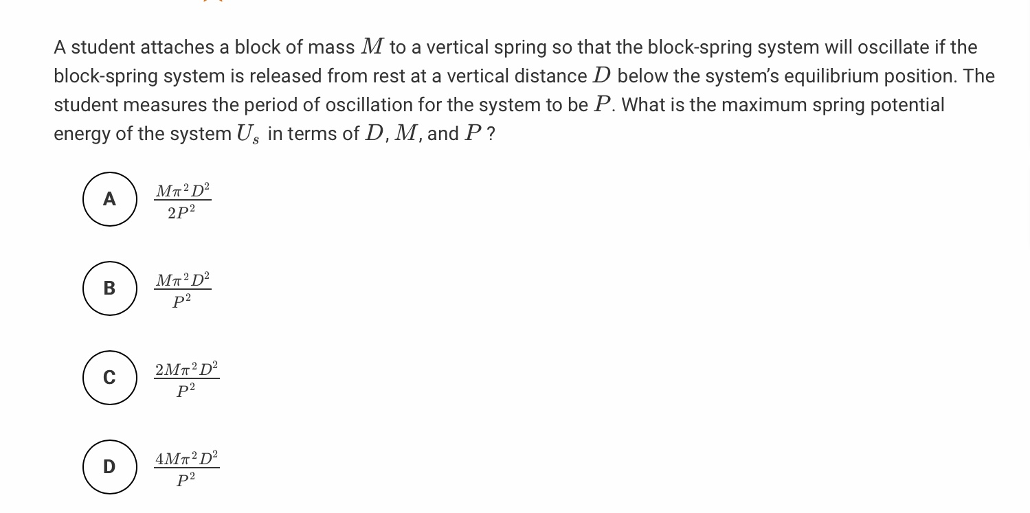 Solved A student attaches a block of mass M to a vertical | Chegg.com