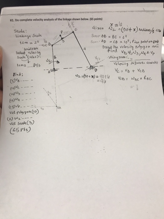 Solved 12 Do Complete Velocity Analysis Of The Linkage