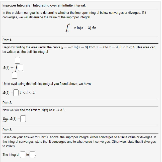 Solved Improper Integrals - Integrating over an infinite | Chegg.com
