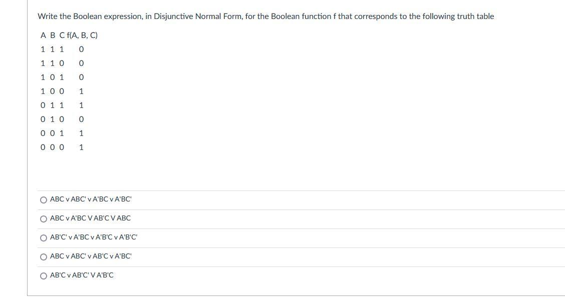 Solved Write The Boolean Expression In Disjunctive Normal