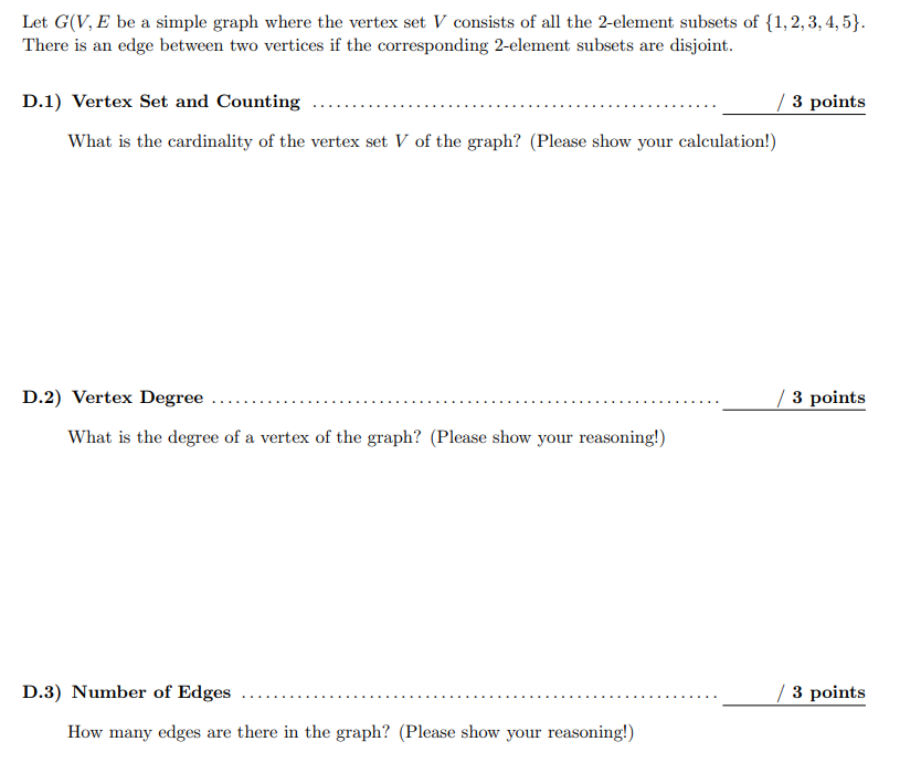 Solved Let G(V, E be a simple graph where the vertex set V | Chegg.com