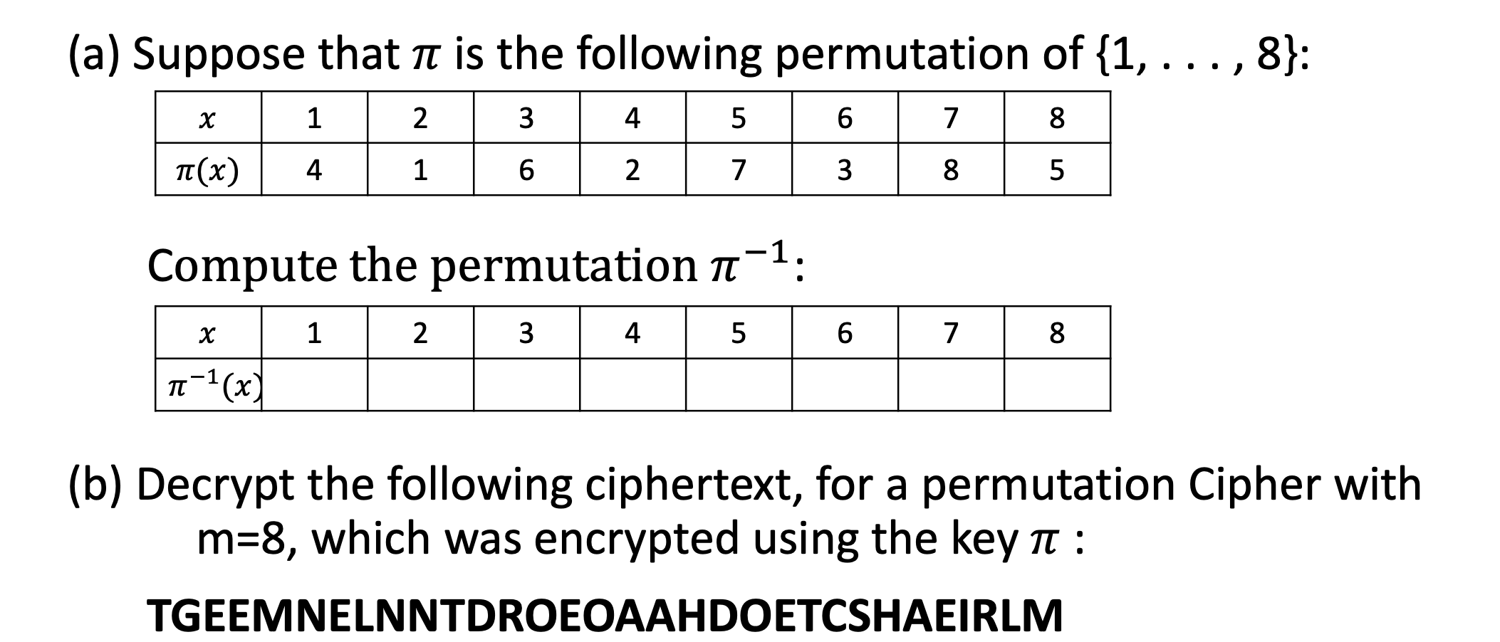 Solved (a) Suppose that it is the following permutation of | Chegg.com