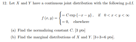 Solved 12. Let X and Y have a continuous joint distribution | Chegg.com