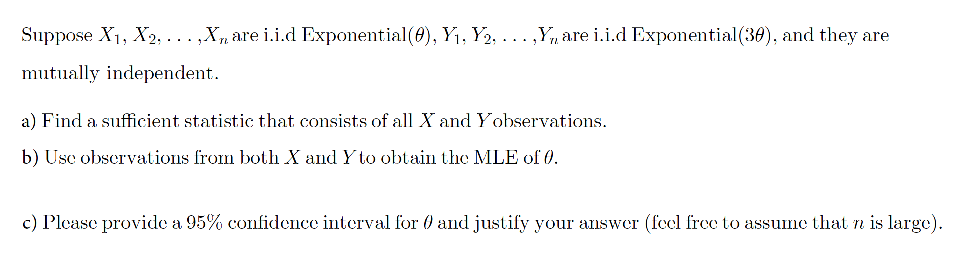 Solved Suppose X1 X2 Xn Are Iid Exponentiale Y1 7223