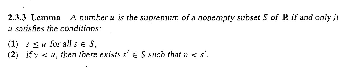 Solved 2.3.3 ﻿Lemma A number u is ﻿the supremum of ﻿a | Chegg.com