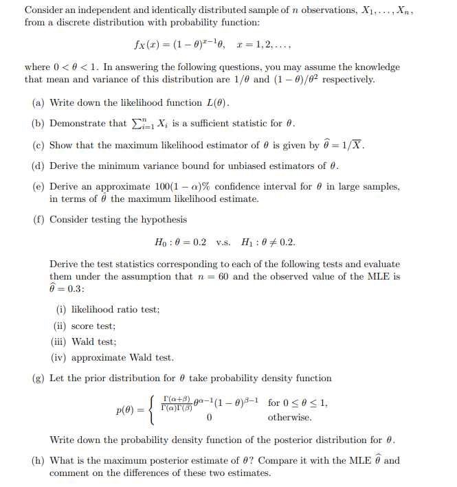 Solved Consider an independent and identically distributed | Chegg.com