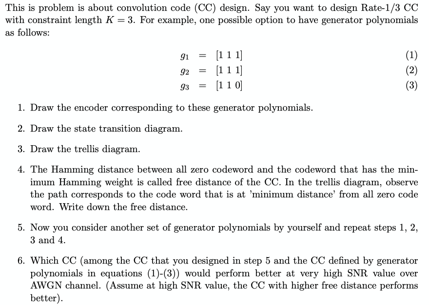 This is problem is about convolution code (CC) | Chegg.com