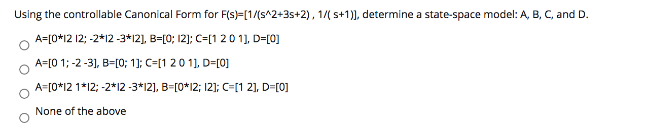 Solved Using the controllable Canonical Form for | Chegg.com