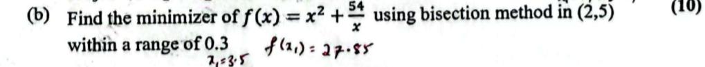 Solved (b) ﻿Find the minimizer of f(x)=x2+54x ﻿using | Chegg.com