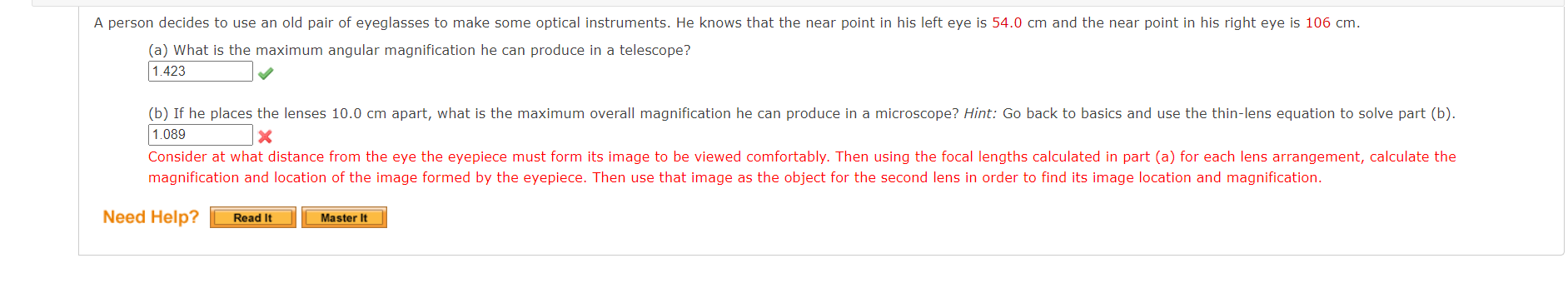 Solved A What Is The Maximum Angular Magnification He Can