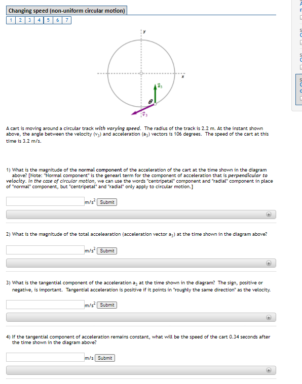 Solved Changing speed (non-uniform circular motion) d A cart | Chegg.com